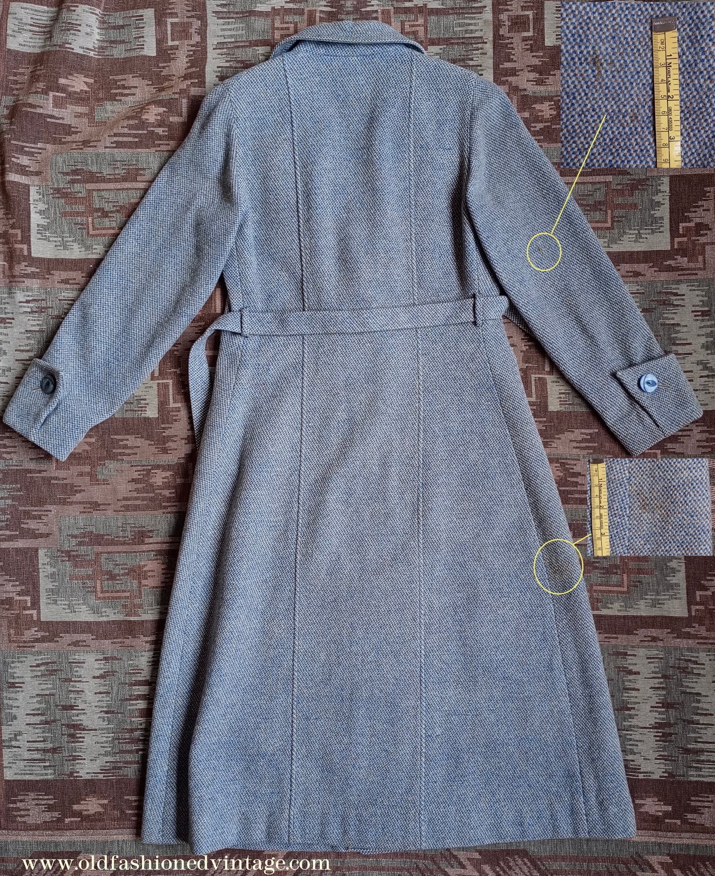 Rare Vintage 1930s Sports Coat Grey Blue Cream Tweed 30s Overcoat UK S ...